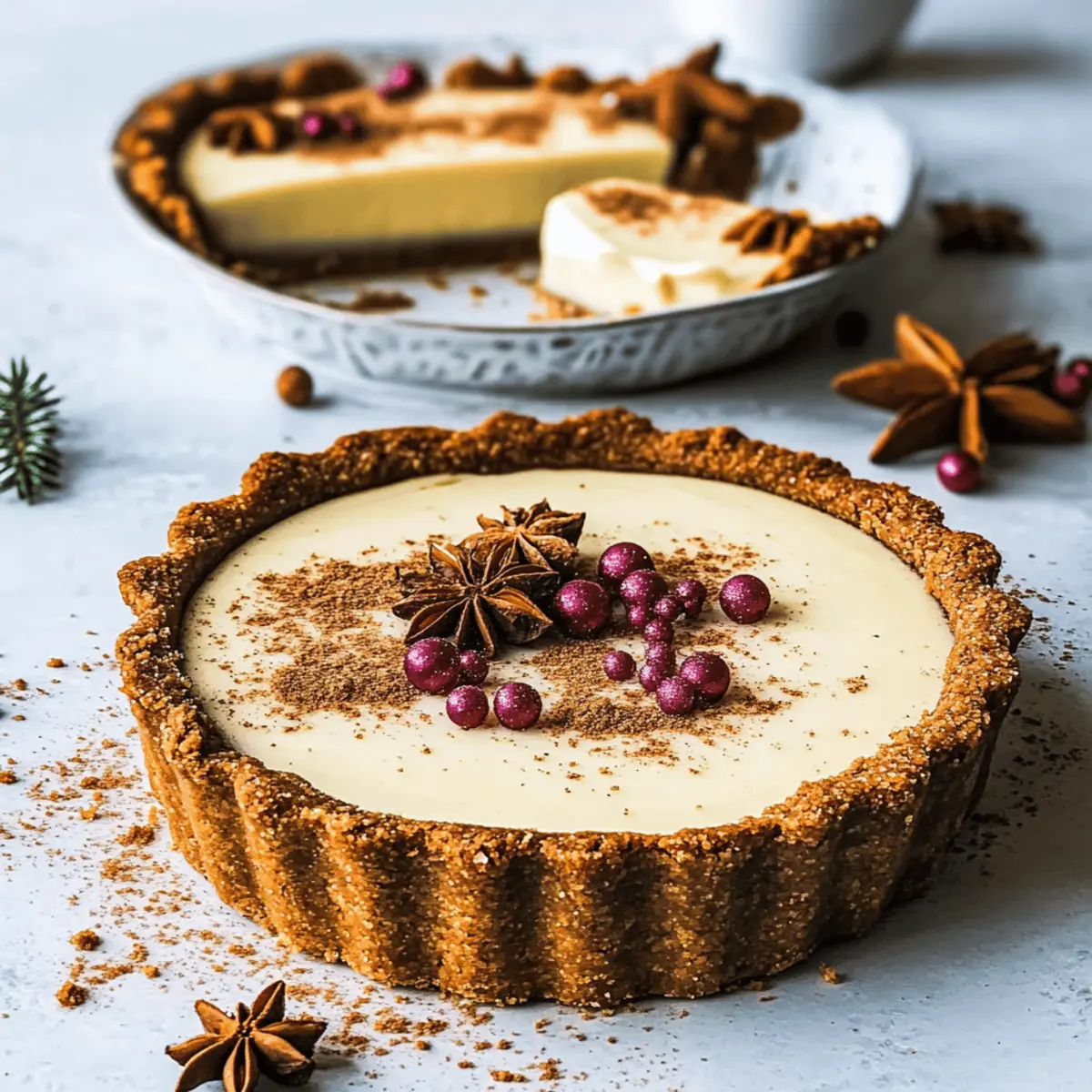 Irresistible No-Bake Eggnog Pie with Gingerbread Crust
