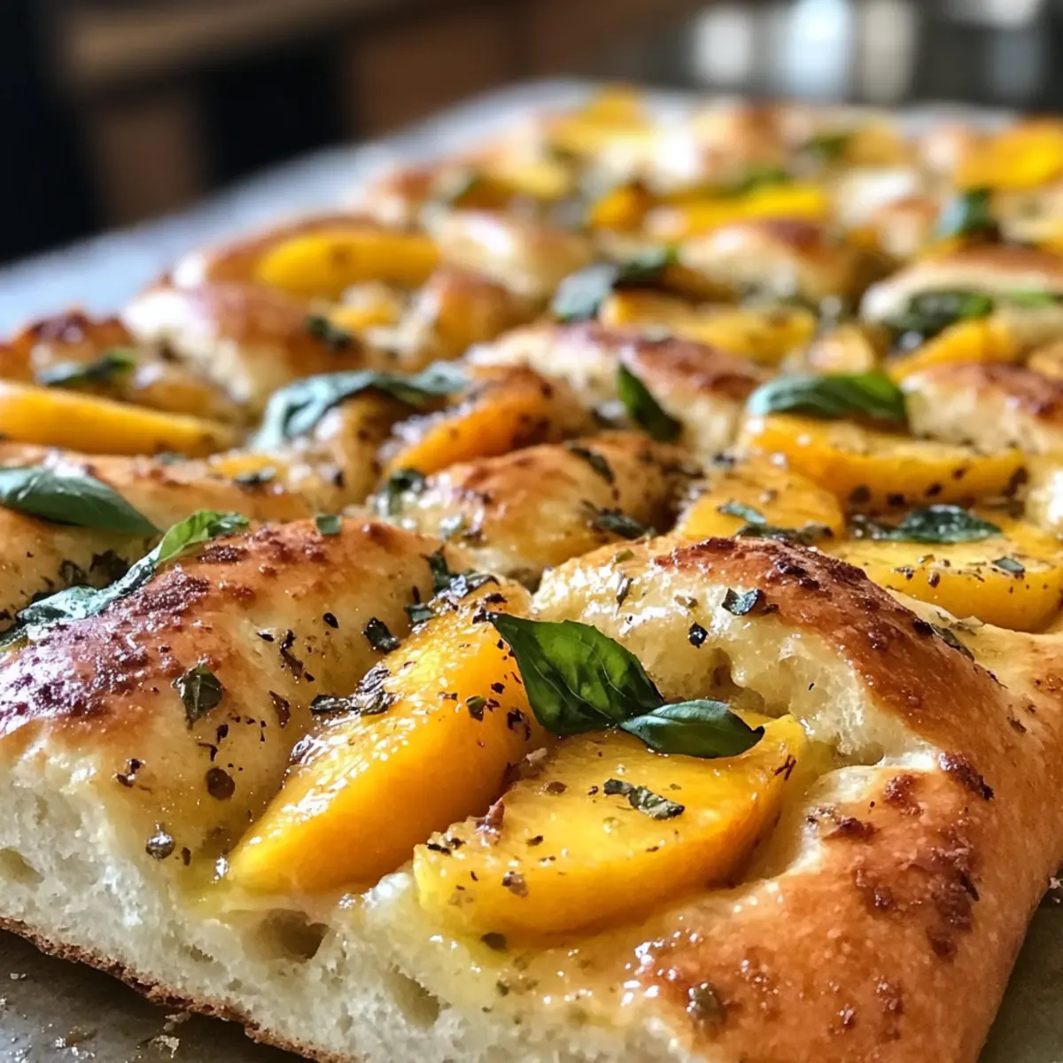 Irresistible Basil Peach Focaccia That Elevates Summer Snacking
