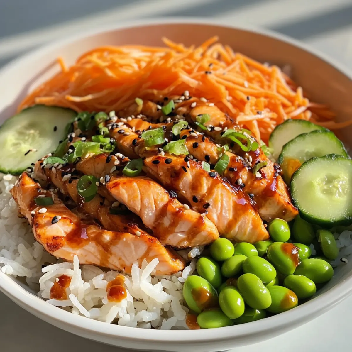 Easy Air Fried Salmon Rice Bowls with Creamy Bang Bang Sauce